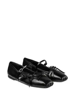 JIMMY CHOO Lambskin Embellished Ballet Flats - Black