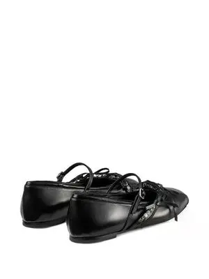 JIMMY CHOO Lambskin Embellished Ballet Flats - Black