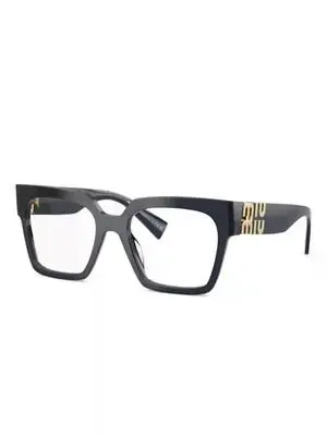 Miu Miu Square Frame Glasses With Logo Detail - Black