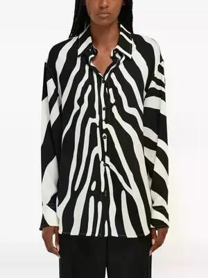 FERRAGAMO Zebra Print Silk Long-sleeved Shirt