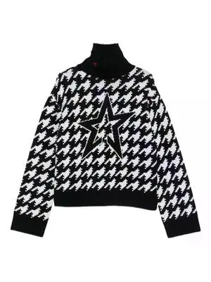 Perfect Moment Houndstooth-pattern Turtleneck Sweater