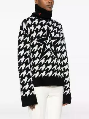Perfect Moment Houndstooth-pattern Turtleneck Sweater