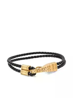 NIALAYA JEWELRY Braided Leather Bracelet With Clasp - Black
