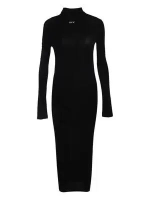 Off-White Turtle-neck Midi Dress