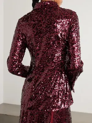 Erdem Frayed Sequined Crepe De Chine Midi Skirt