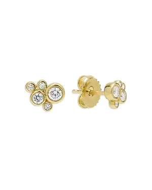 Lagos 18k Yellow Fizz Diamond Bezel Cluster Stud Earrings - Gold