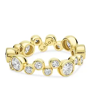 Lagos 18k Yellow Fizz Diamond Bubble Stack Ring