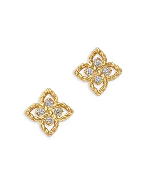 Roberto Coin 18k Yellow Diamond Flower Stud Earrings - Gold