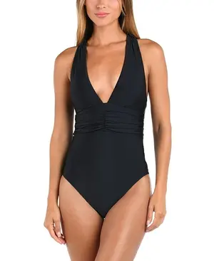 SUNSHINE 79 Solid V-plunge Crossback One Piece