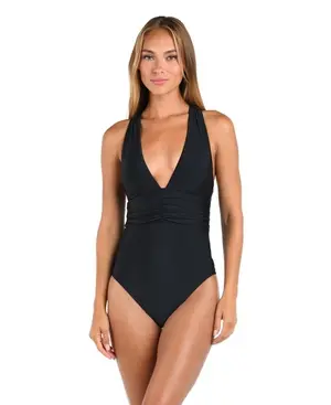 SUNSHINE 79 Solid V-plunge Crossback One Piece