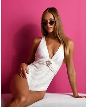 SUNSHINE 79 Flora Flair V-plunge Crossback One-piece Swimsuit - Ivory