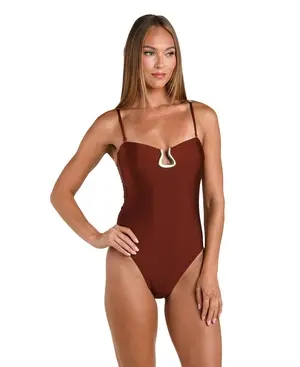 SUNSHINE 79 Solid Bandeau One Piece - Mahogany