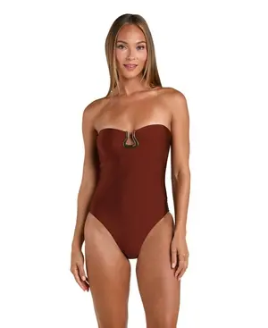 SUNSHINE 79 Solid Bandeau One Piece - Mahogany