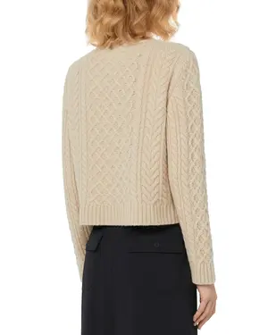 Max Mara Wool Crewneck Cable Knit Cardigan