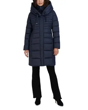 Tahari Casey Hooded Puffer Coat - Galaxy