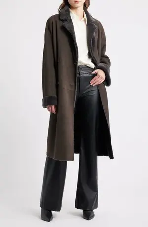 HISO Elle Reversible Genuine Shearling Coat