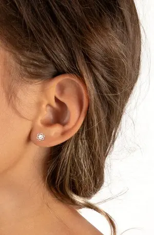 TINY BLESSINGS Petals And Pearls Stud Earrings - 14k White Gold
