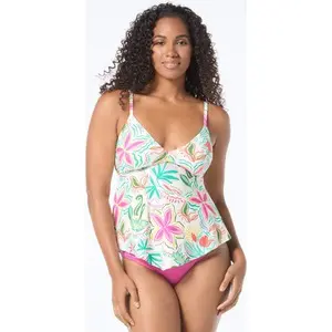 COCO REEF Bra Sized Shirred Underwire Tankini Top - Ivory