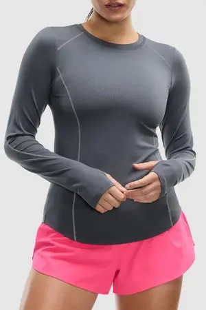 PELOTON Active Brushed Jersey Long Sleeve - Dark Grey