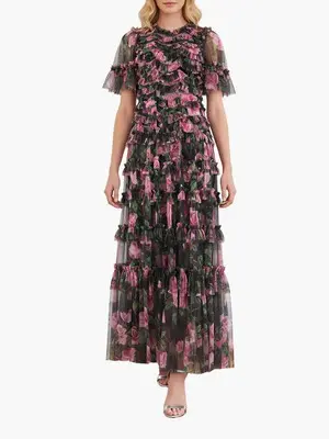 NEEDLE & THREAD Rose Vine Round Neck Gown