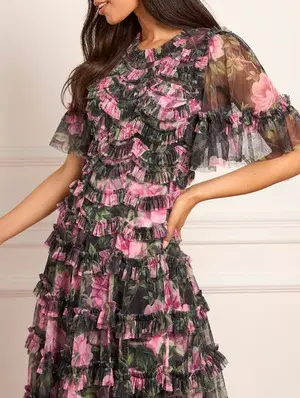 NEEDLE & THREAD Rose Vine Round Neck Gown