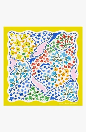 JESSIE ZHAO NEW YORK Garden Double Sided Silk Scarf - Yellow