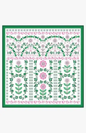 JESSIE ZHAO NEW YORK Ivy Parterre Double Sided Silk Scarf - Green