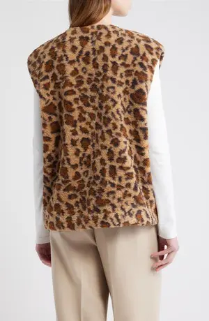 Dra Sandy Leopard Faux Shearling Vest - Cocoa Leopard