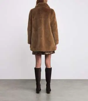 Maje Faux Fur Double-breasted Coat