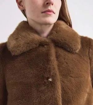 Maje Faux Fur Double-breasted Coat