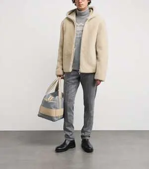 Eleventy Shearling Hooded Jacket