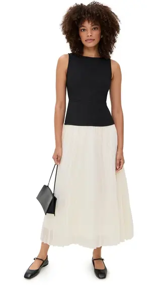 Moon River Contrast Bodice Maxi Dress