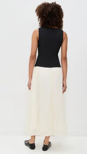 Moon River Contrast Bodice Maxi Dress