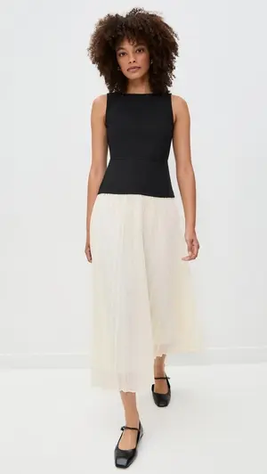 Moon River Contrast Bodice Maxi Dress
