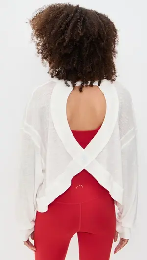 Free People Layer Tee With Cutout Detail - White