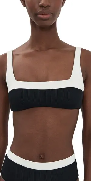 L*Space Ribbed Bikini Top - Black/cream