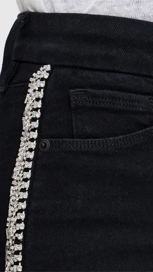 Good American Good Legs Straight Crystal Fringe Jeans