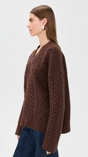 Still Here Minnesota Wool Cable Knit Sweater With Detachable Scarf