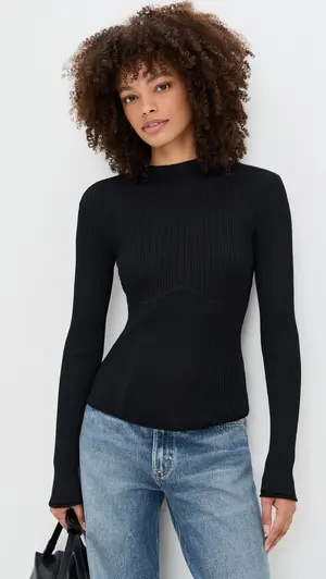 LE BOP Adele Knit Top - Black