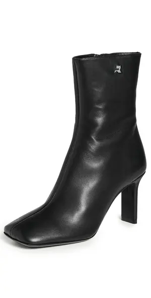 COURREGES Square Toe Nappa Ankle Boots 80mm