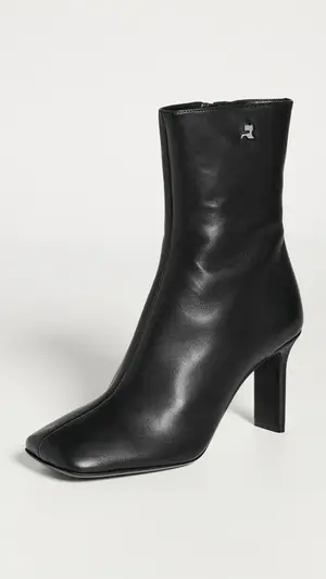 COURREGES Square Toe Nappa Ankle Boots 80mm