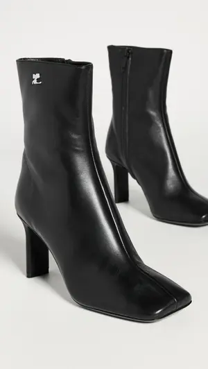 COURREGES Square Toe Nappa Ankle Boots 80mm