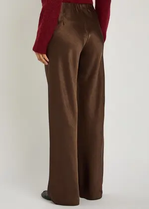 Vince Straight-leg Satin Trousers - Brown