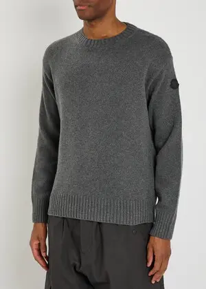 Moncler Logo-appliqué Wool And Cashmere-blend Jumper