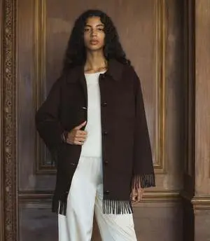 DÔEN Germain Fringe Coat - Bitter Chocolate