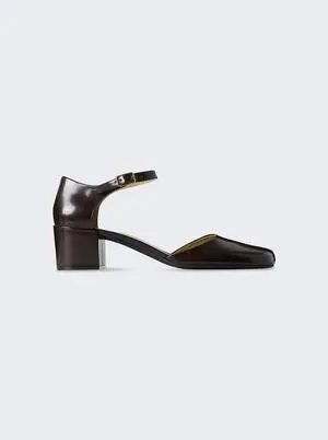 THE ROW Penelope Leather Ankle Strap Pumps - Brown