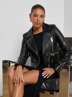 L'Agence Blakely Leather Biker Jacket - Black