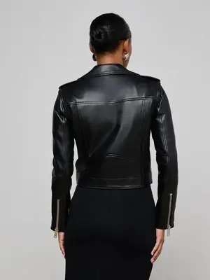 L'Agence Blakely Leather Biker Jacket - Black