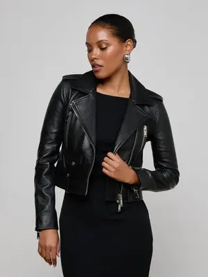 L'Agence Blakely Leather Biker Jacket - Black
