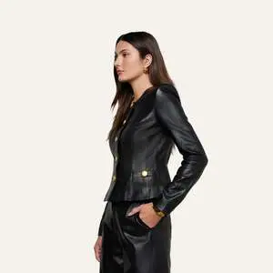 L'Agence Mariella Leather Jacket Black